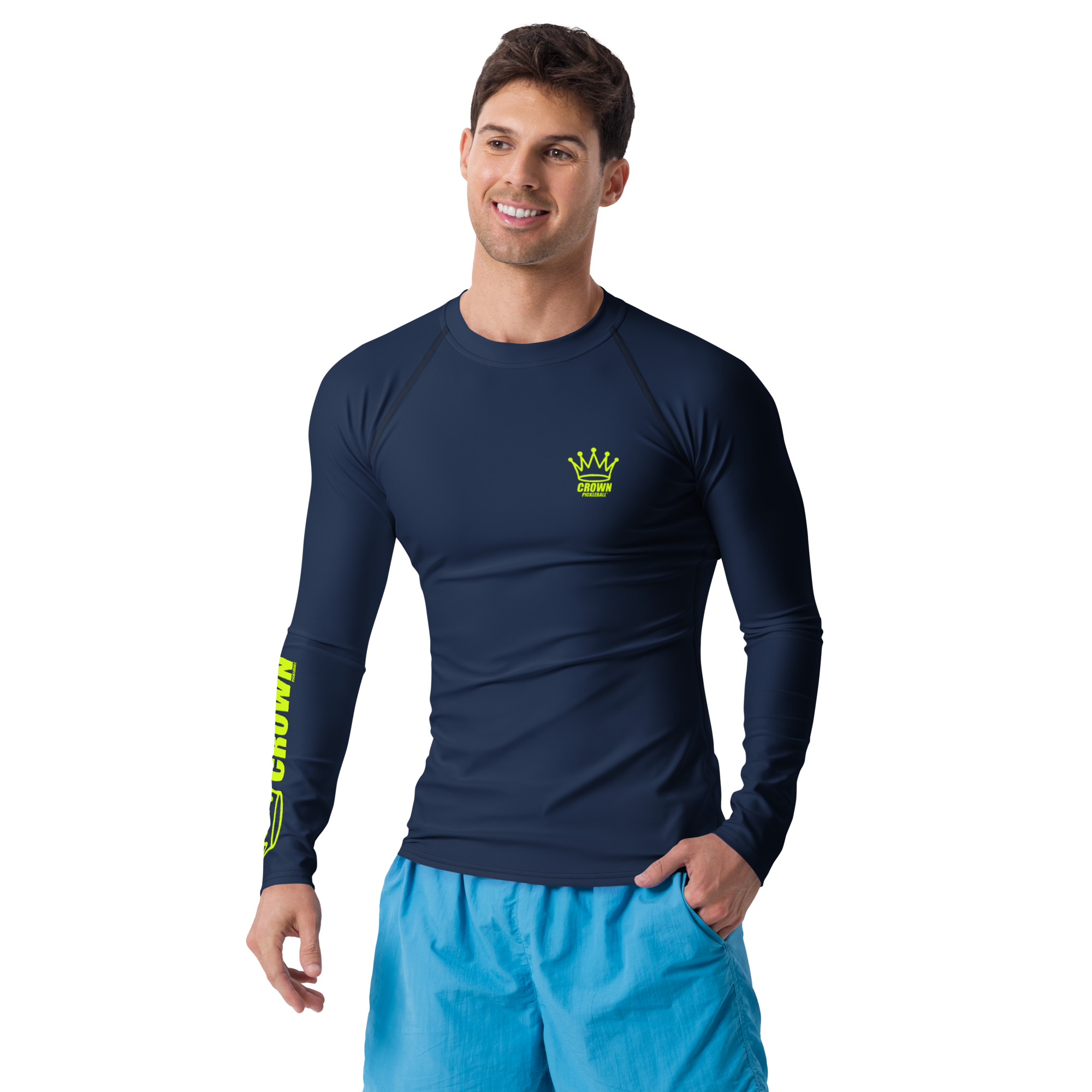 CROWN PICKLEBALL - Men's Tourney Sleeve Shirt (Navy) - Gear Trybe